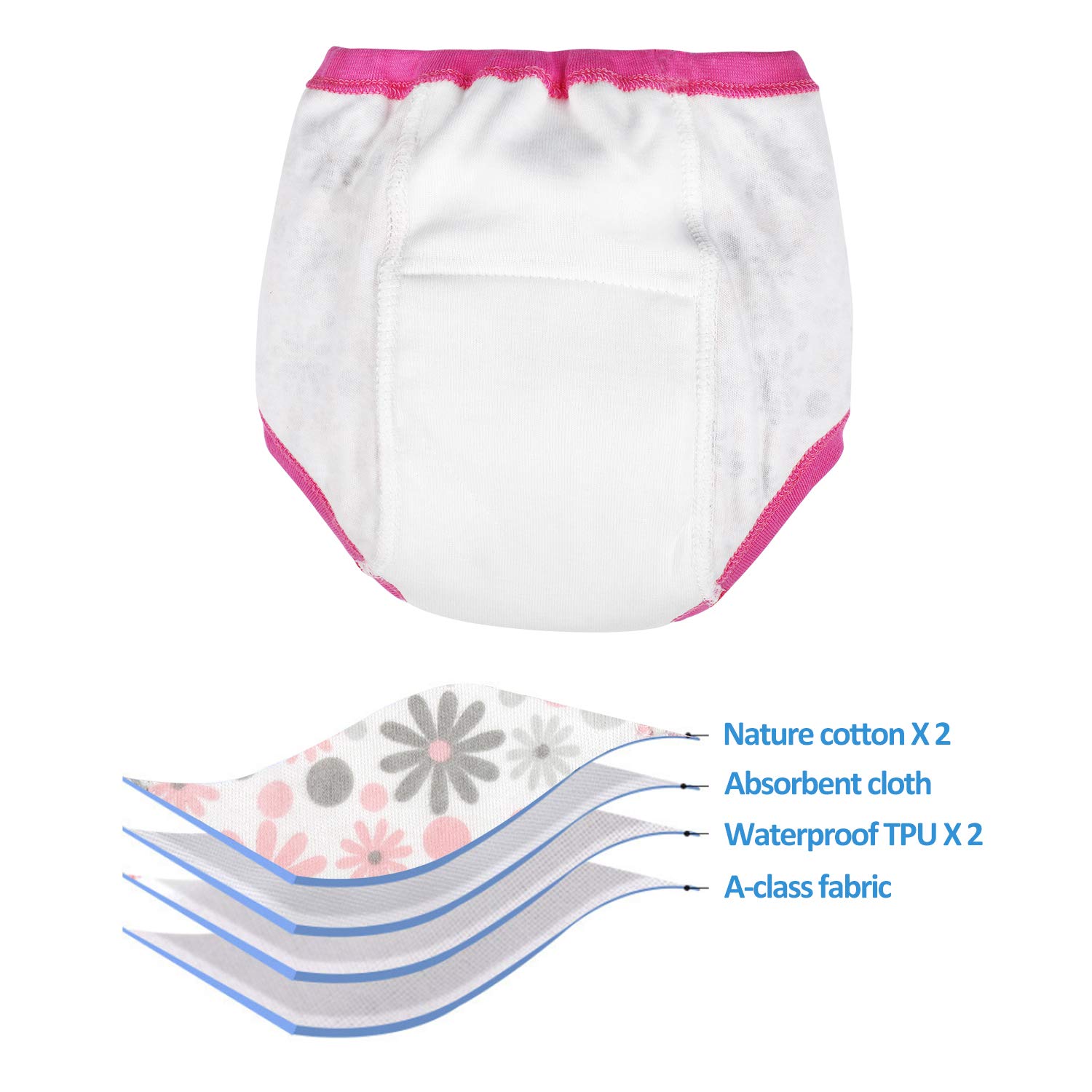 MooMoo Baby Cotton Absorbent Potty Training Pants Toddler Training Underwear for Baby Girl 4T