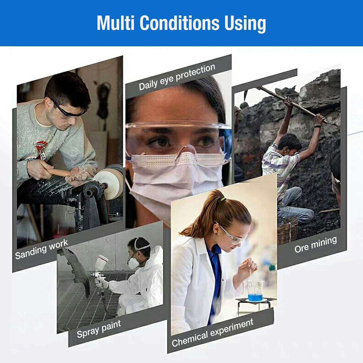 NAMSAN Clear Safety Goggles Lab Protective Eyewear over Prescription Glasses Job Protective Goggles Anti Droplet Debris Eye Protection