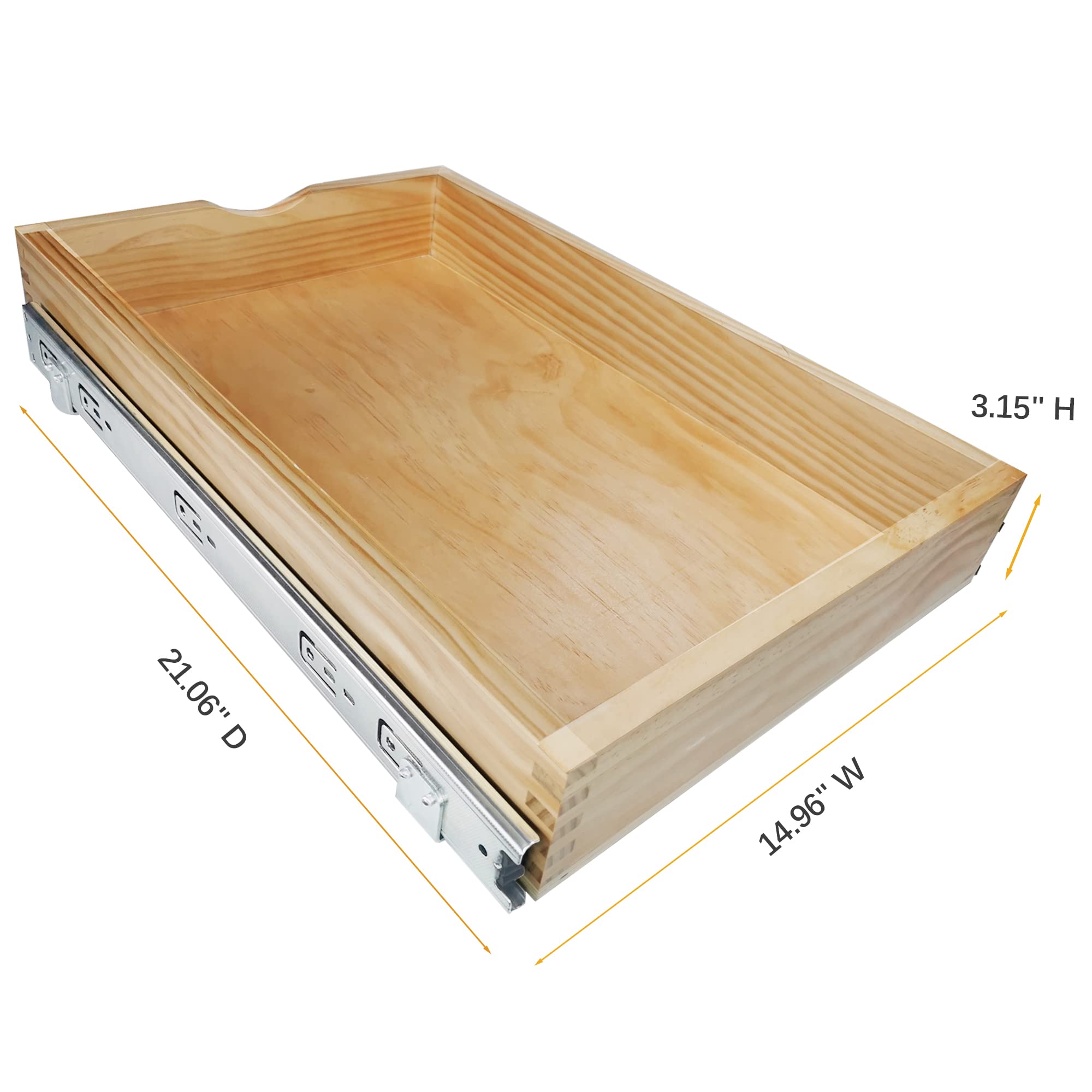 Pull Out Cabinet Organizer Pull Out Drawers for Kitchen Cabinets Wood Cabinet Slide Out Shelves Storage Slide Out Shelf Pantry Drawers, 14βW x 21βD, Requires At Least 15.5β Cabinet Opening, Finished