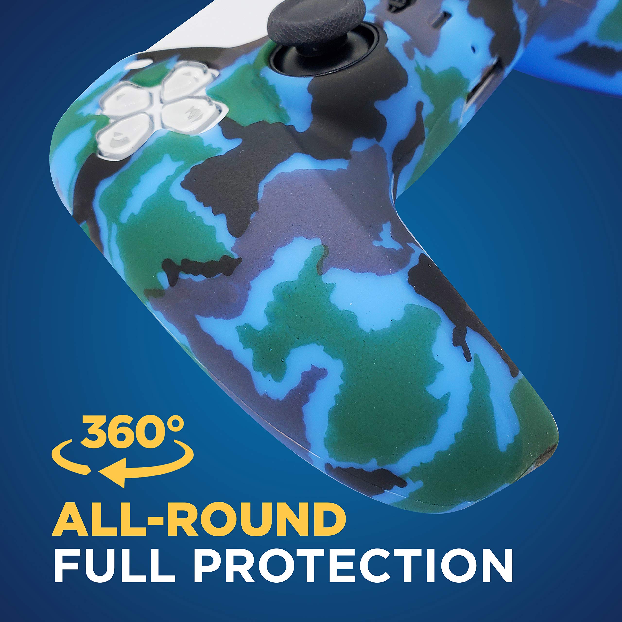 PS5 Silicone Gel Grip Controller Cover Skin Protector (Blue Camo) Compatible for Sony Playstation 5, Compatible for Playstation 5 Accessories, Wireless Controller Protector Covers, PS5 Skin