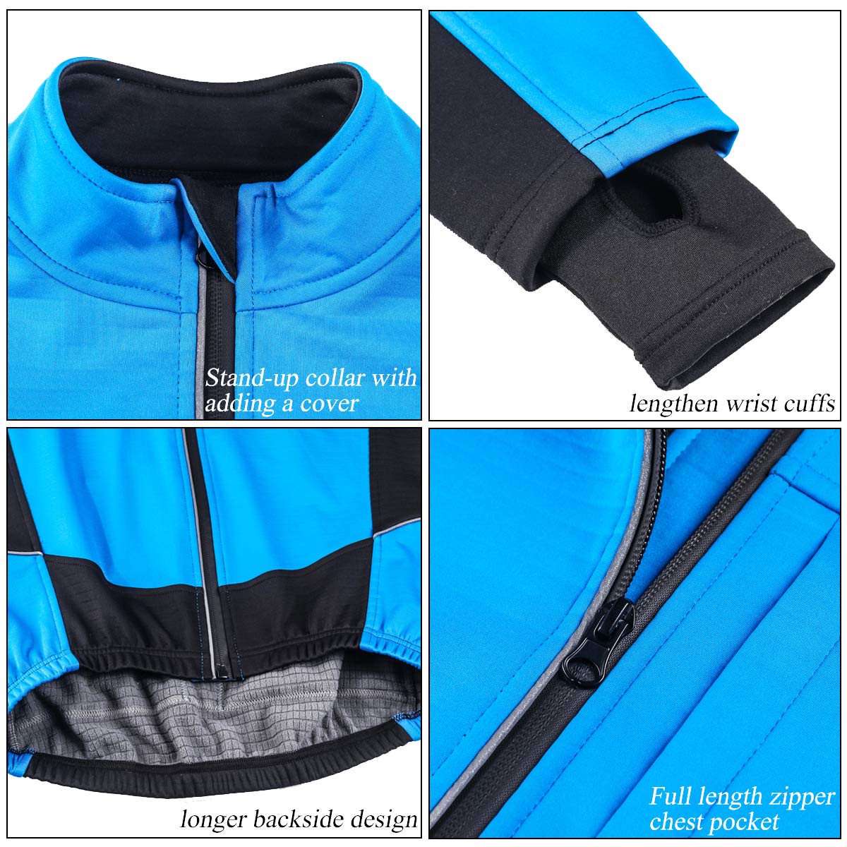 MUCUBAL Men's Cycling Jacket Windproof and Water-Resistant Coat Winter Thermal Breathable Bike Windbreaker(Black,S)
