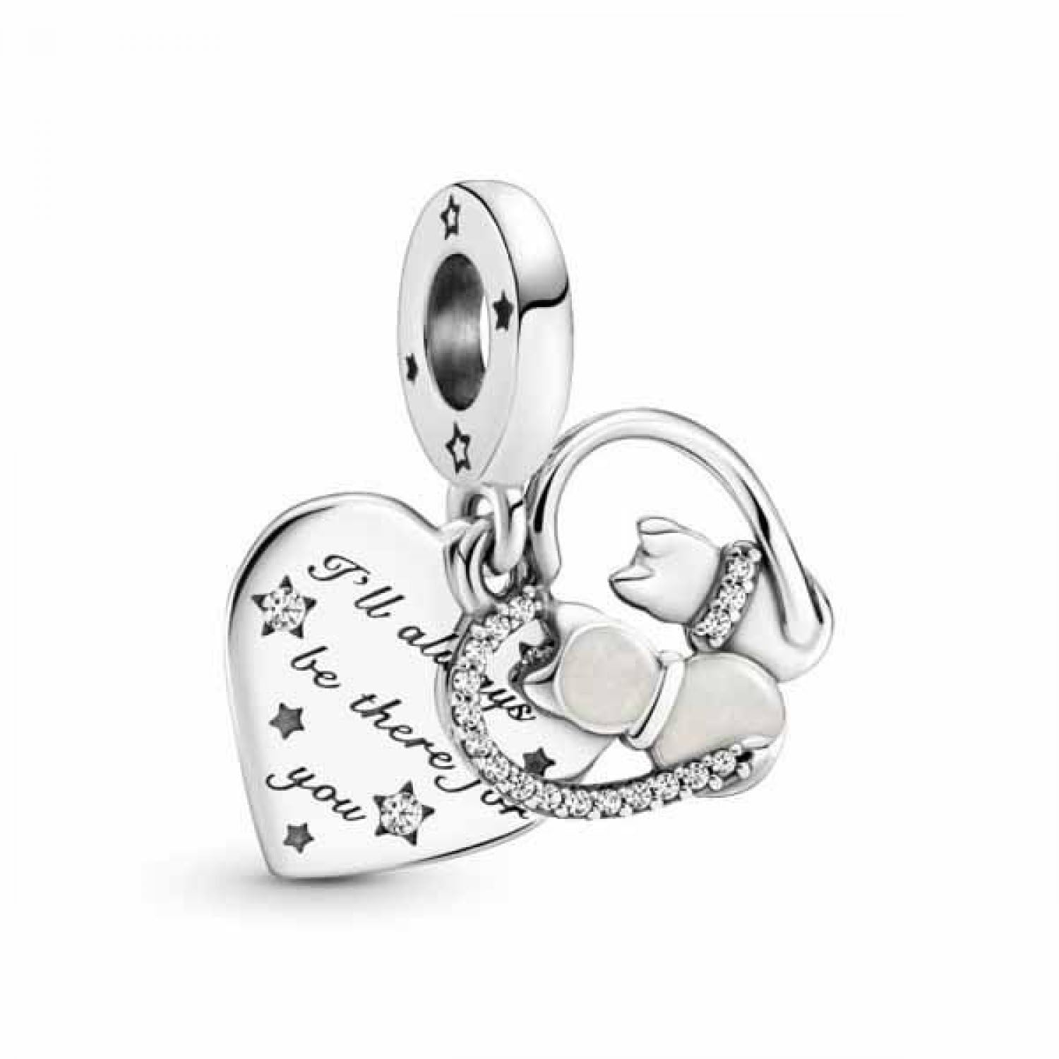 Pandora Cats & Hearts Dangle Charm - Compatible Moments Bracelets - Jewelry for Women - Gift for Women - Made with Sterling Silver, Cubic Zirconia & Enamel