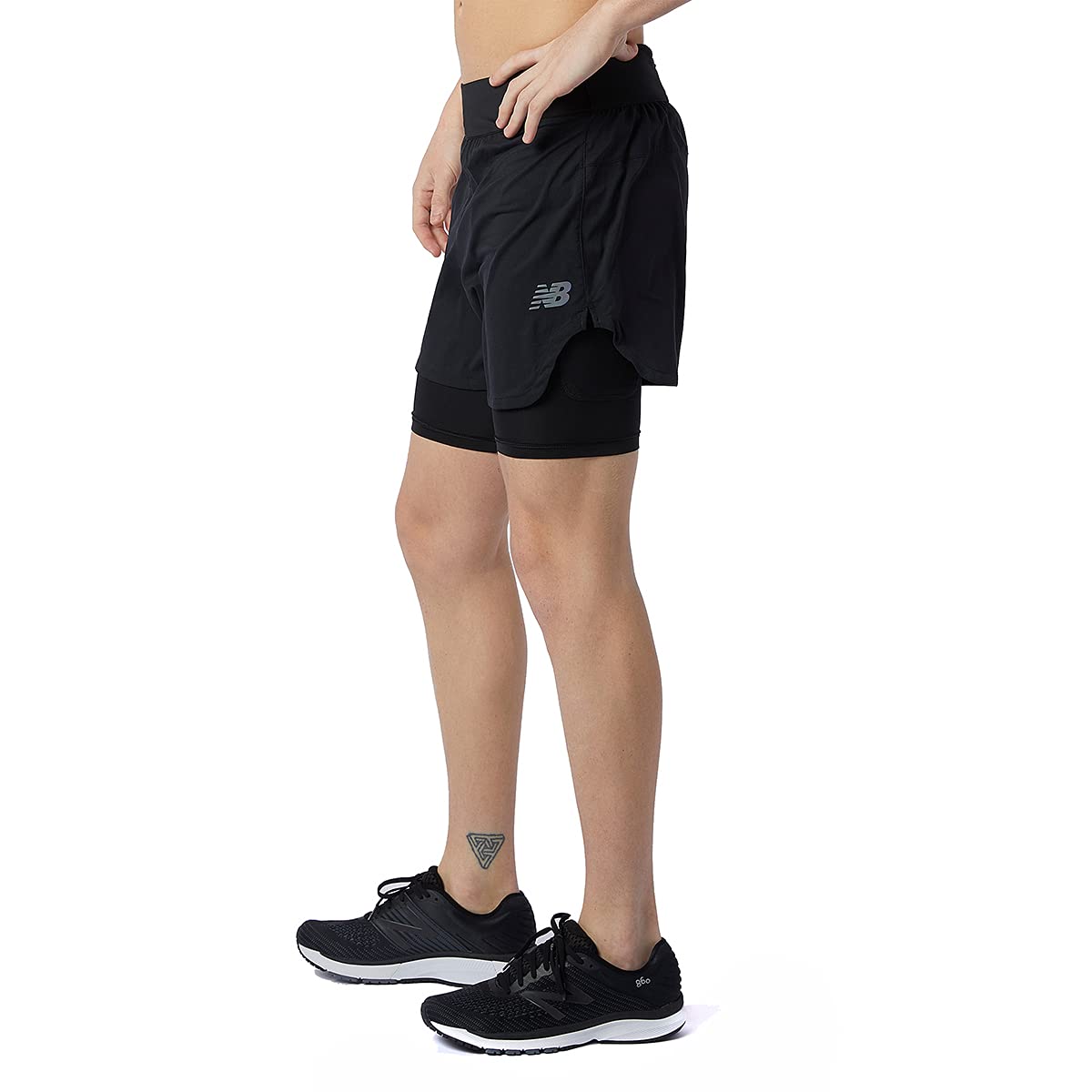 New Balance Men's Q Speed Fuel 2 in 1 5 Inch Short, Black , Large