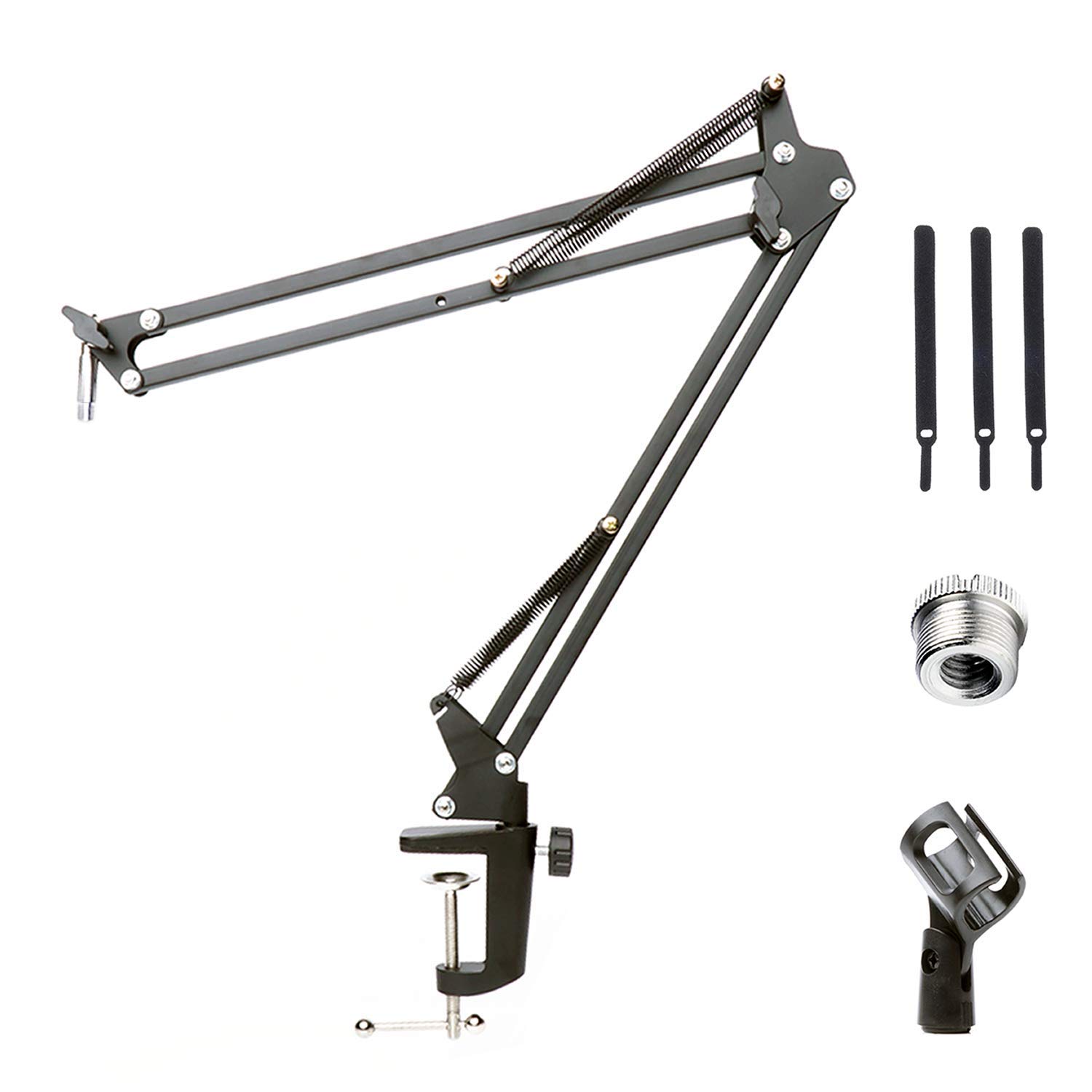 Movo ASM-5 Adjustable Professional Microphone Suspension Scissor Arm Microphone Boom Arm Stand. Compact Desk Mic Stand with Clamp Mount Essential Podcasting Equipment for Interviews, Webinars and More