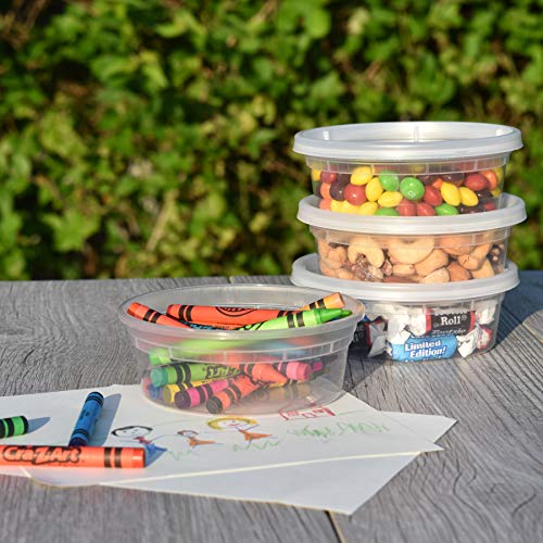 TRIPAK Plastic Microwaveable Food Containers with Lids 8 oz | BPA Free | Stackable | Leakproof | Microwave/Dishwasher/Freezer Safe