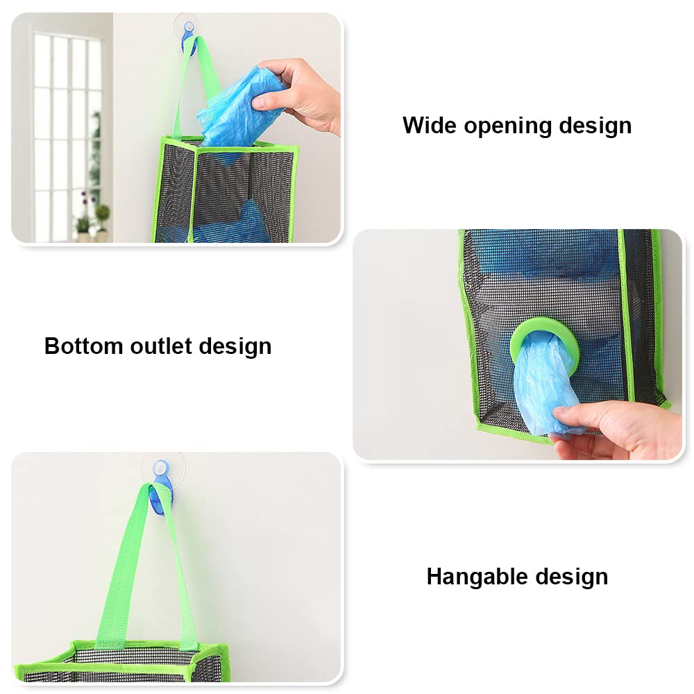 RUIBAOCHEN Plastic Bag Holder,Hanging Folding Mesh Garbage Bag , Transparent Grocery Bag Dispenser for Kitchen Travelling Supplies Size S
