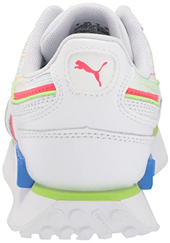 PUMA womens Future Rider Sneaker, Puma White-sunblaze-green Glare, 10 US