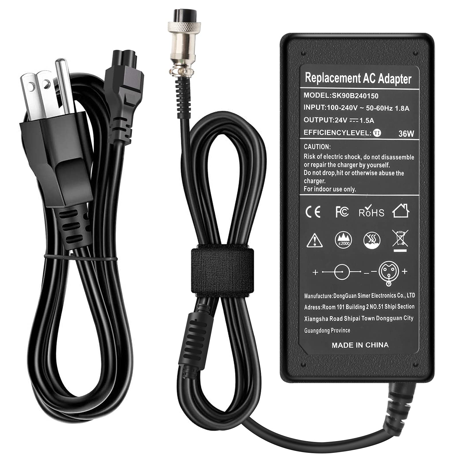 MX350 E100 36W Electric Scooter Battery Charger for Razor E175 E200 E200S E125 E225 E300 E325 E350 E400 E150 E500 PR20 MX400 ZR350 E500S, Pocket Mod, Sports Mod and Dirt Quad 3-Prong Inline-24V 1.5A