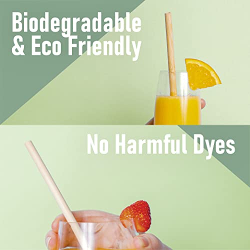 Thick & Heavy-Duty Compostable Bamboo Straws - Disposable & Biodegradable Straws for Cocktail Parties, Wedding, Barbeques, Coffee & On-the-Go Drinks by Taümo