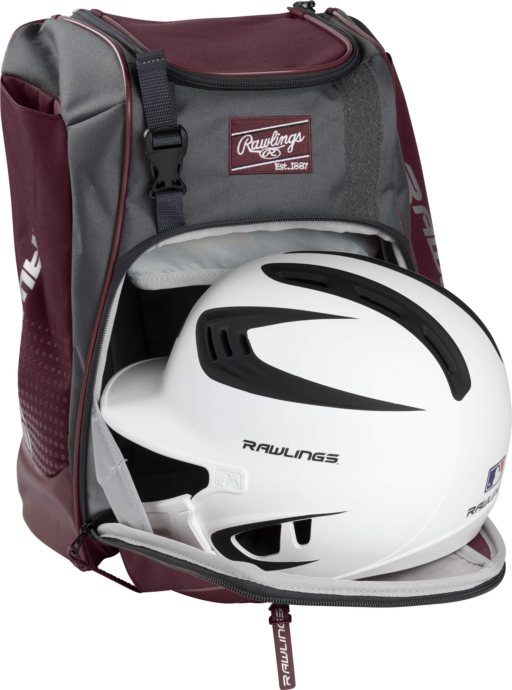 Rawlings | FRANCHISE Backpack Equipment Bag | Baseball / Softball | Maroon