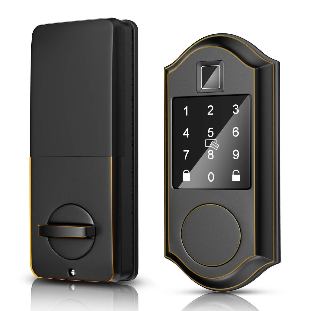 Narpult Smart Door Lock, Fingerprint Electronic Deadbolt Door Lock, Keyless Entry Door Lock Featuring Auto-Locking, Smart Door Lock for APP/FOBS/Biometric/Codes/Keys, Works with Alexa - ORB Bronze