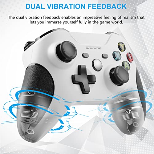 PomisGam Wireless Controller Compatible with Xbox One - 2.4GHz Game Controller Built-in Dual Vibration Gamepad Compatible with Xbox One/One S/One X/One Series X/S/Elite/PC Windows 7/8/10 (White)