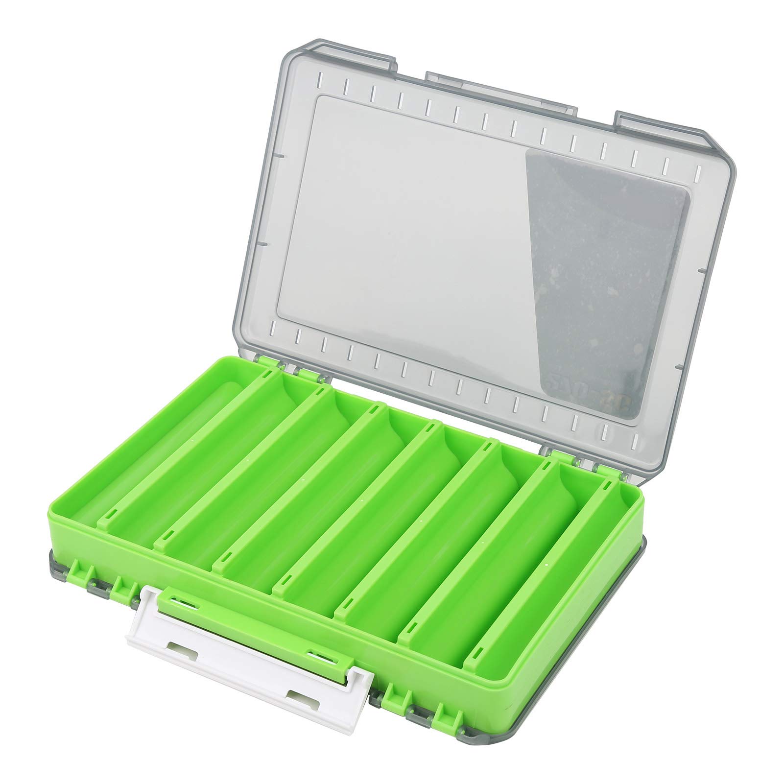 Qqmora Double Open Design Lure Storage Accessories Box 16 Grids Double-sided Design Pratical,for Storing Bait,Hooks and Fishing Accessories(green)