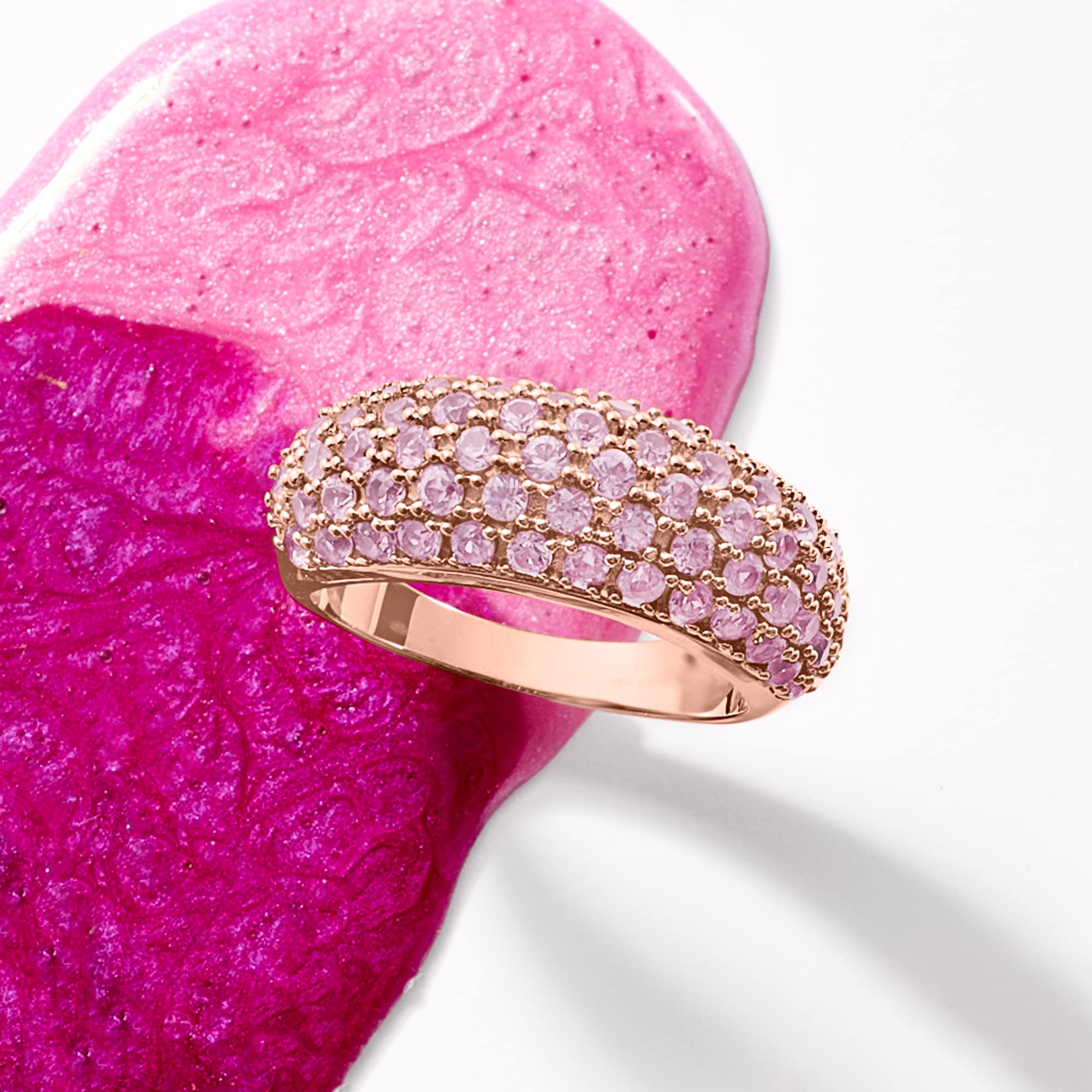 Ross-Simons 2.50 ct. t.w. Pave Pink Sapphire Ring in 14kt Rose Gold. Size 9