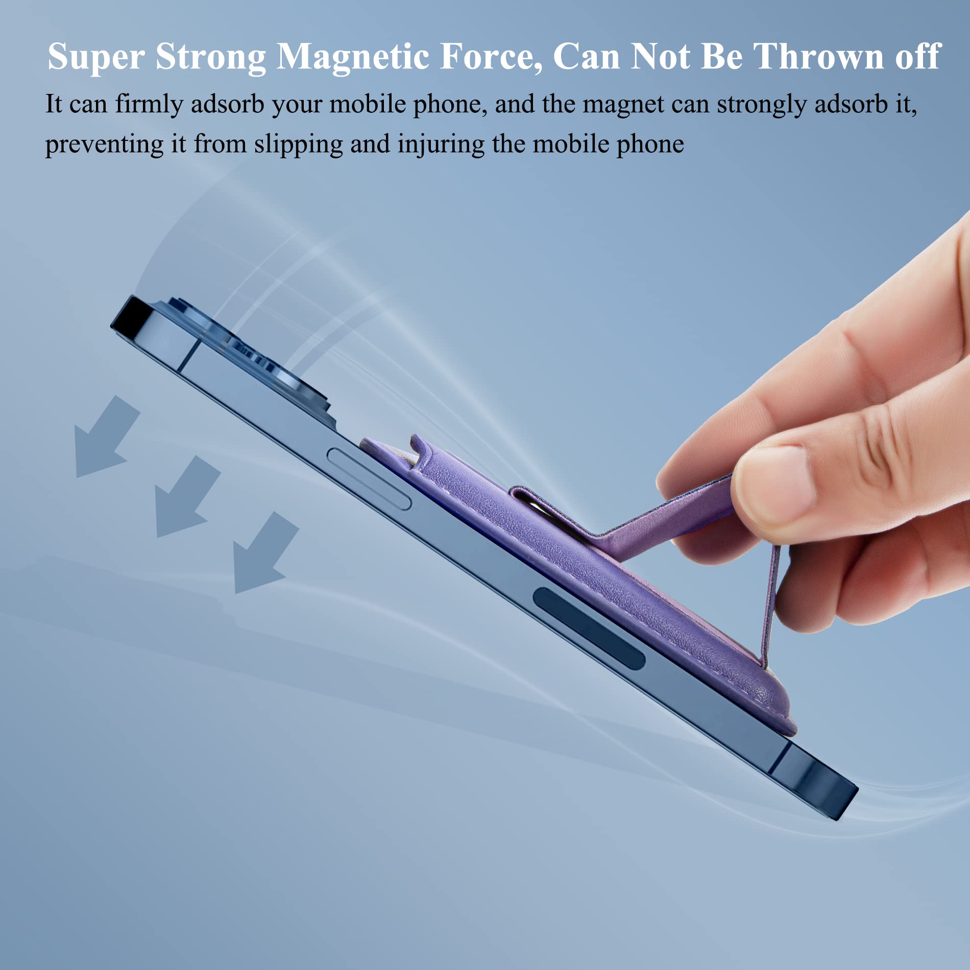 Magnetic Card Wallet Holder for Apple Magsafe, Compatible with MagSafe Leather Wallet for iPhone 14/13/12 Pro|Pro MAX Series, Upgraded Version Strong Magnetic Phone Case with Kickstand (Purple)