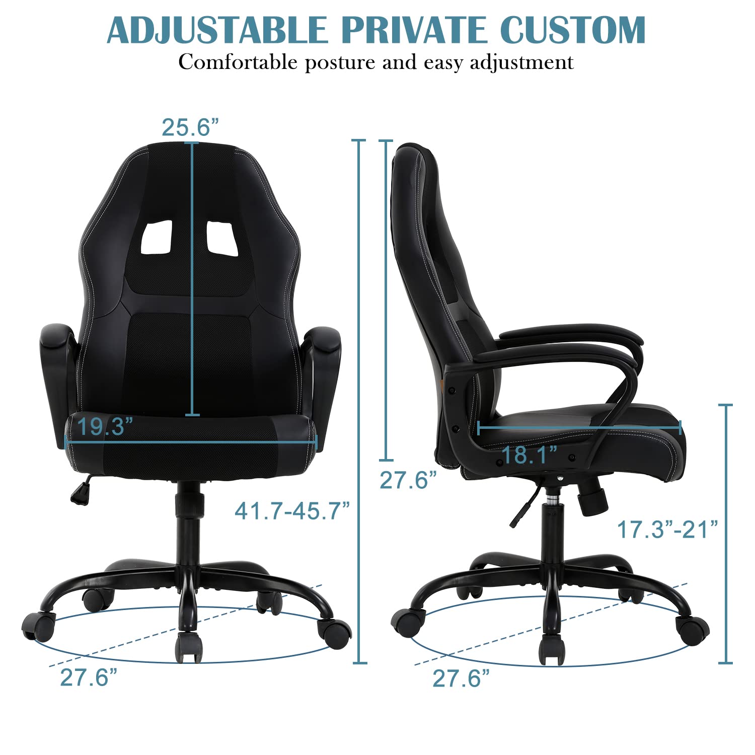Office Chair Ergonomic Executive Desk Chair,Racing PC Gaming Chair with Lumbar Support, Comfortable Mesh Home Computer Chair High Back Leather Swivel Task Chair for Adults, White