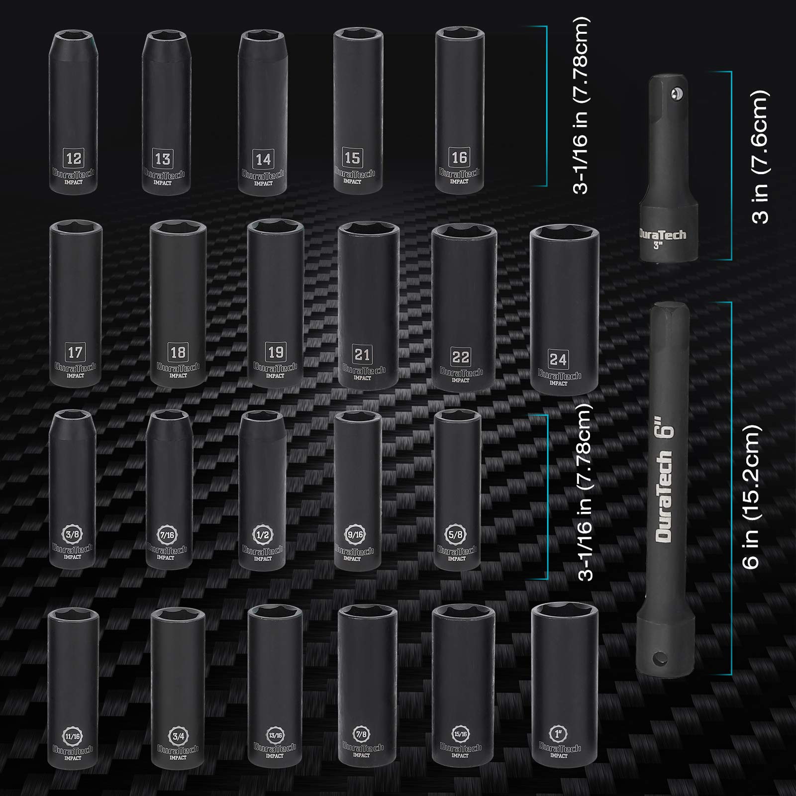 WORKPRO 1/2" Drive Air Impact Wrench and 24-Piece Impact Socket Set