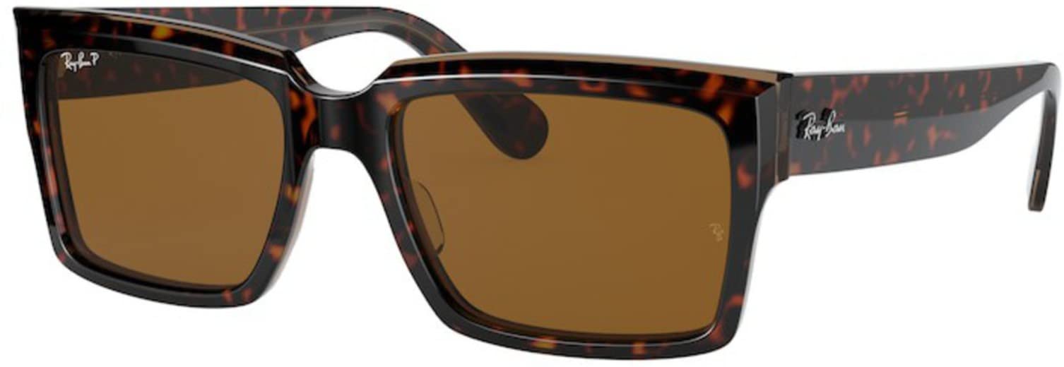 Ray-Ban Rb2191f Inverness Low Bridge Fit Rectangular Sunglasses, Black On Transparent/Blue Gradient, 55 mm