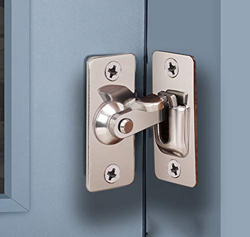WANLIAN Door Hasp Latch 90 Degree, Stainless Steel Safety Angle Locking Latch for Push/Sliding/Barn Door, Satin Nickel