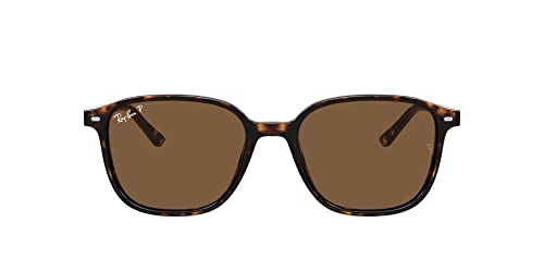 Ray-Ban RB2193 Leonard Square Sunglasses, Tortoise/Polarized B-15 Brown, 53 mm
