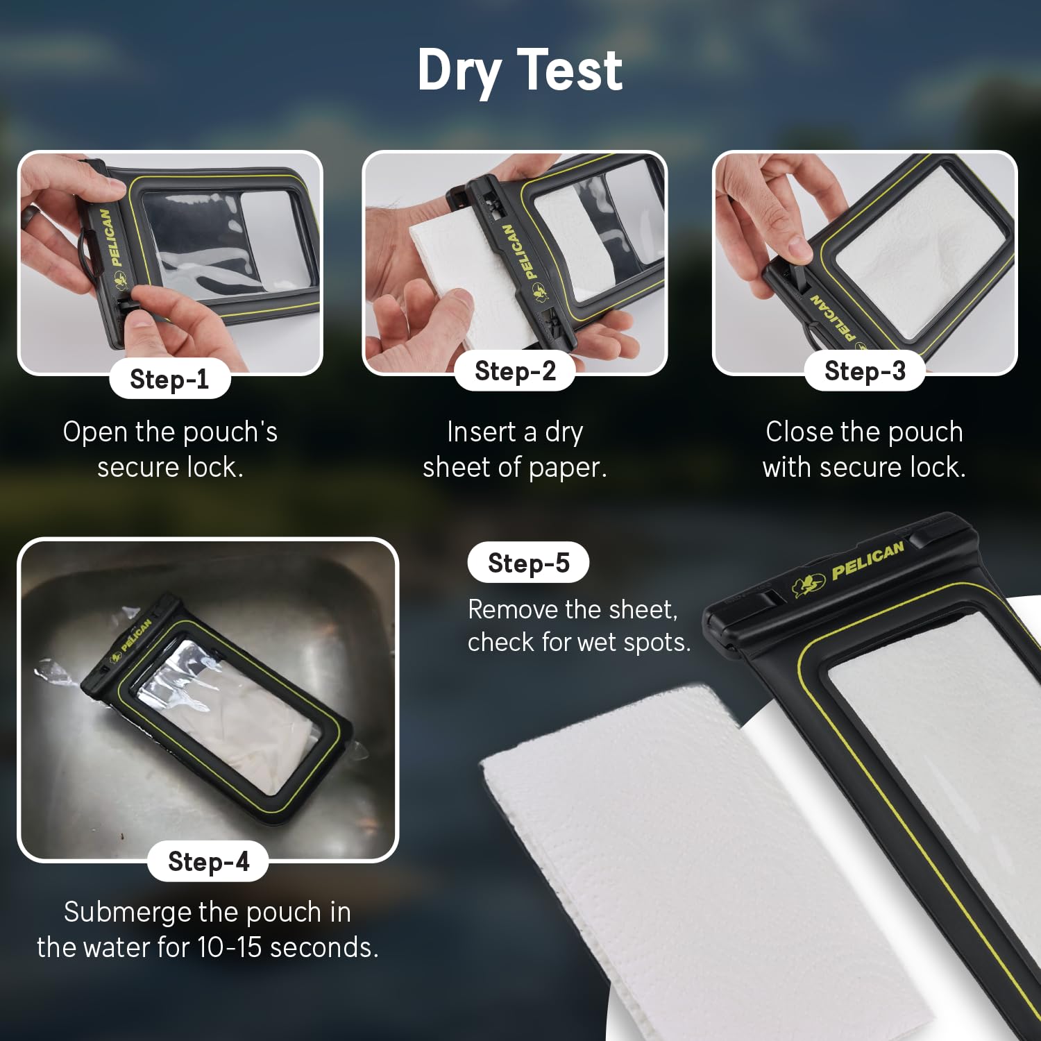 Pelican 2 Pack Marine - IP68 Waterproof Phone Pouch (XL Size) - Floating Waterproof Phone Case - iPhone 15 Pro Max/ 14 Pro Max/ 13 Pro Max/ 12/ S24 Ultra - Detachable Lanyard - Black / Hi-Vis Yellow