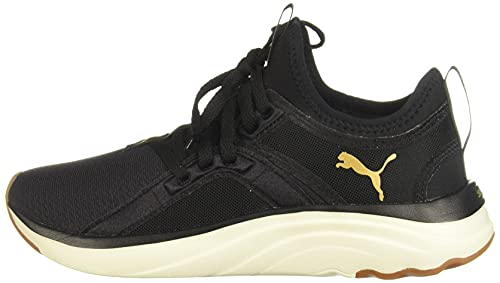 PUMA womens 19486201 Running Shoe, Puma Black-puma Team Gold-marshmallow, 9 US