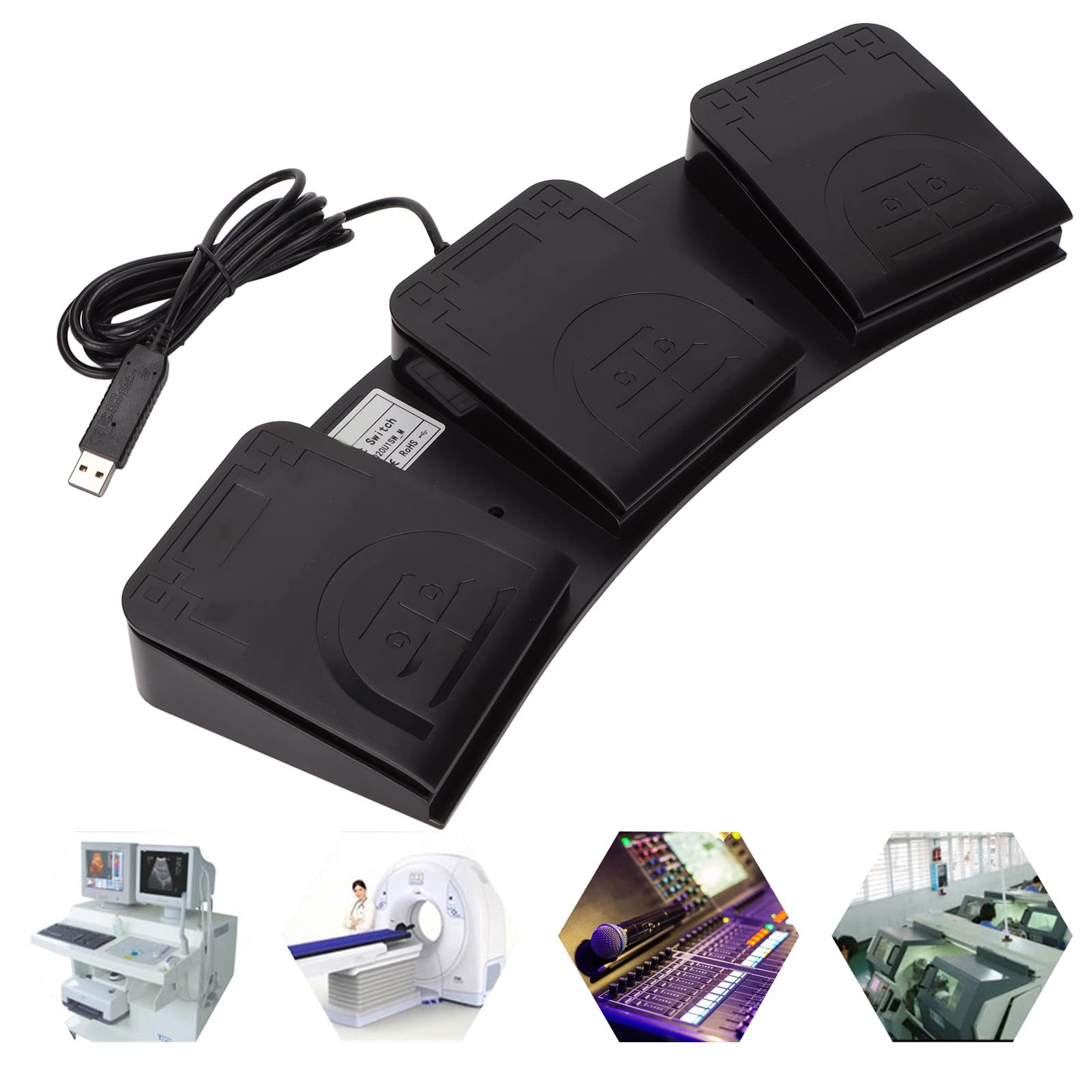USB Triple Foot Pedal, PC Gaming Foot Pedal, Triple Keys MIDI Controller Mechanical Switch Programmable Computer Keyboard for Playing Games Factory Testing