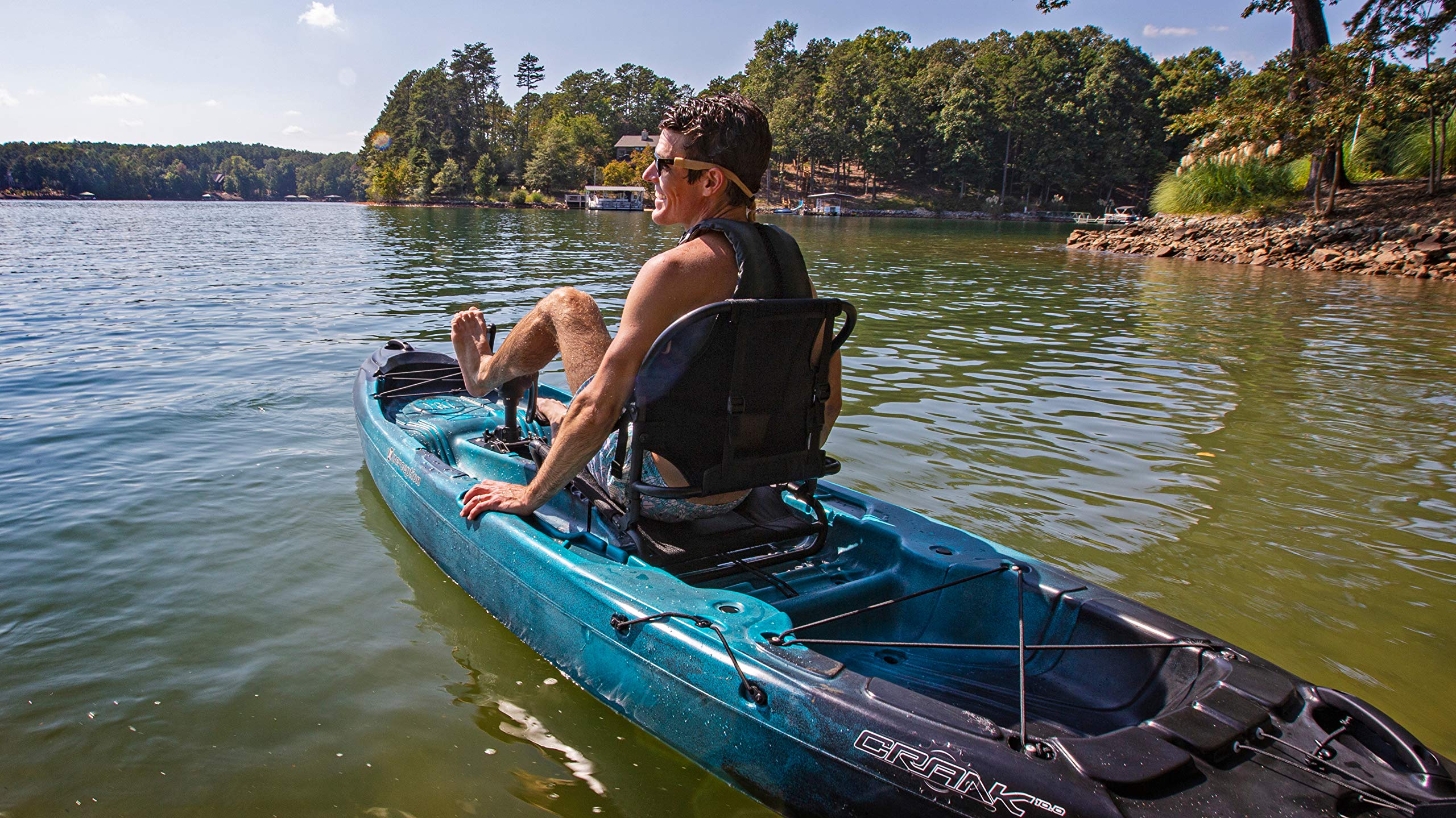 Perception Kayaks Crank 10 | Sit on Top Pedal Kayak | Adjustable Lawn Chair Seat | 10' | Grasshopper (9351800177)