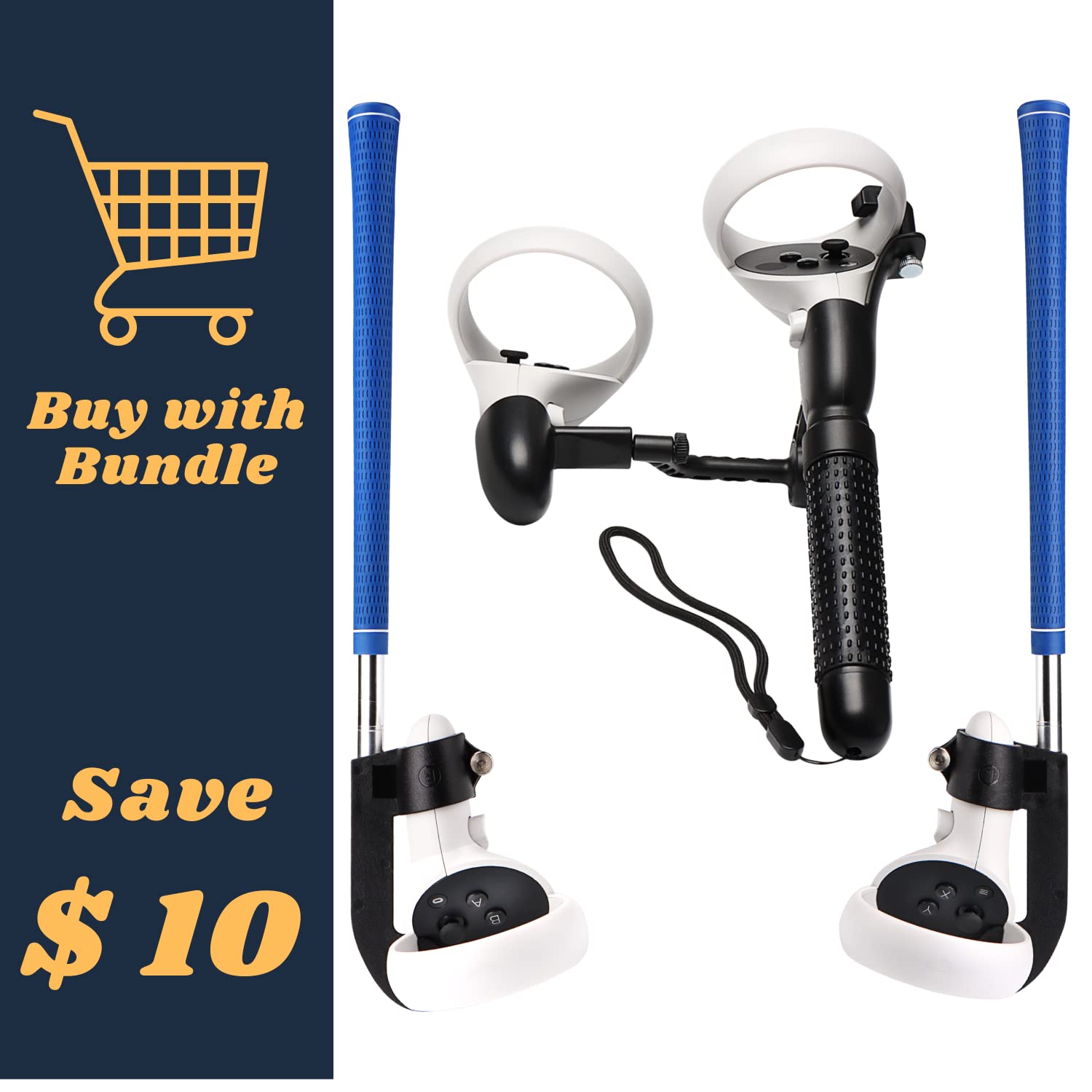 VR Games Accessories for Oculus Quest 2 Golf Club and Fishing Rod Bundle