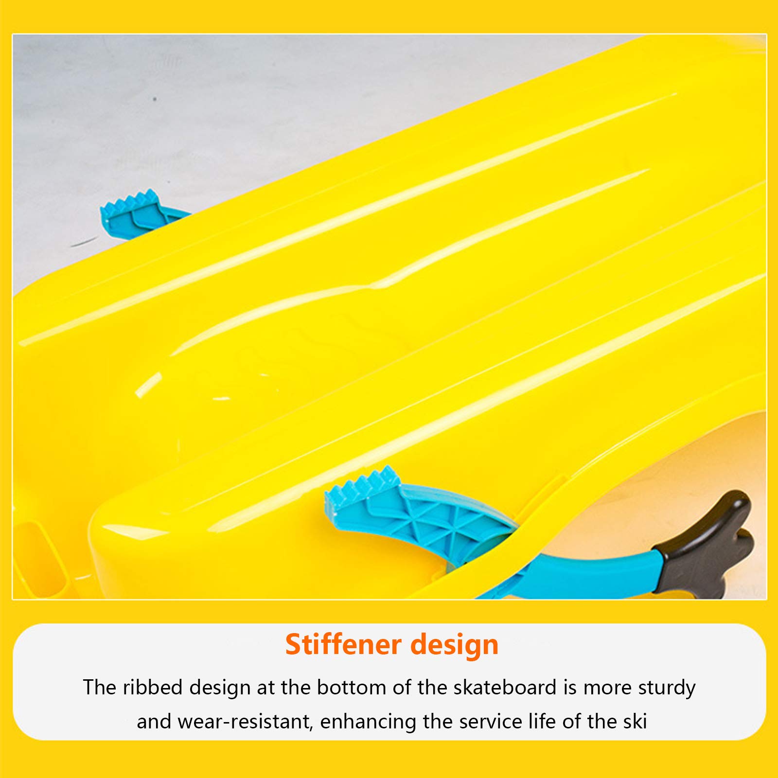 QILIN Double Sled, Outdoor Plastic Sled Set, with Handle, Pull Rope and Brake Performance, Suitable for Large Downhill Skis for Children and Adults, Yellow