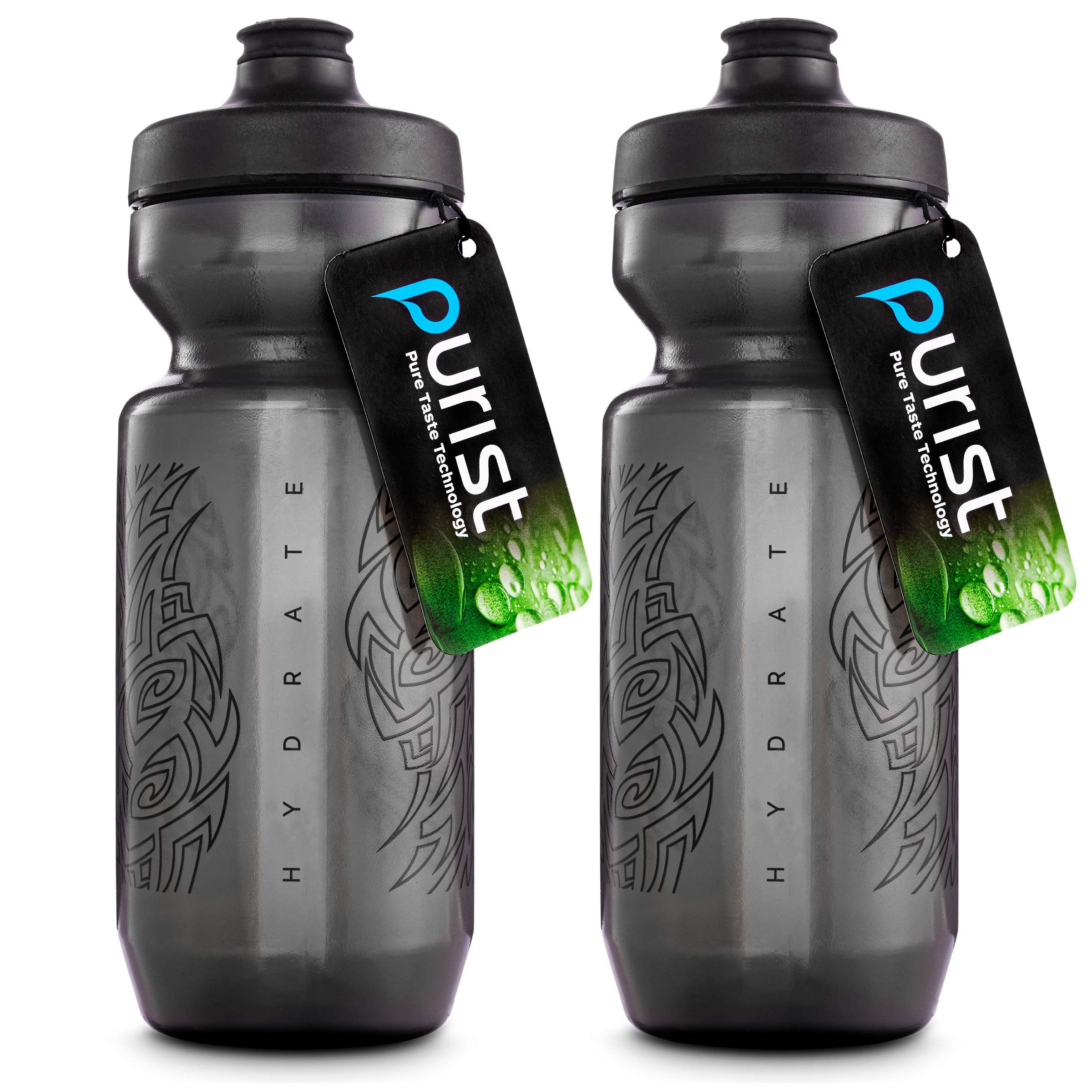 Peakline Sports - Purist 22 oz Bike Water Bottle by Specialized Bikes (Watergate Cap) (Smoke / Black 2-Pack)