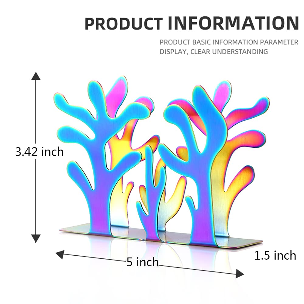 Tissue Paper Napkin Holder Stainless Steel Farmhouse Napkins Holder for Kitchen Dining Table Classic Restaurant Home Tabletop Decor (Tree Style, Rainbow)