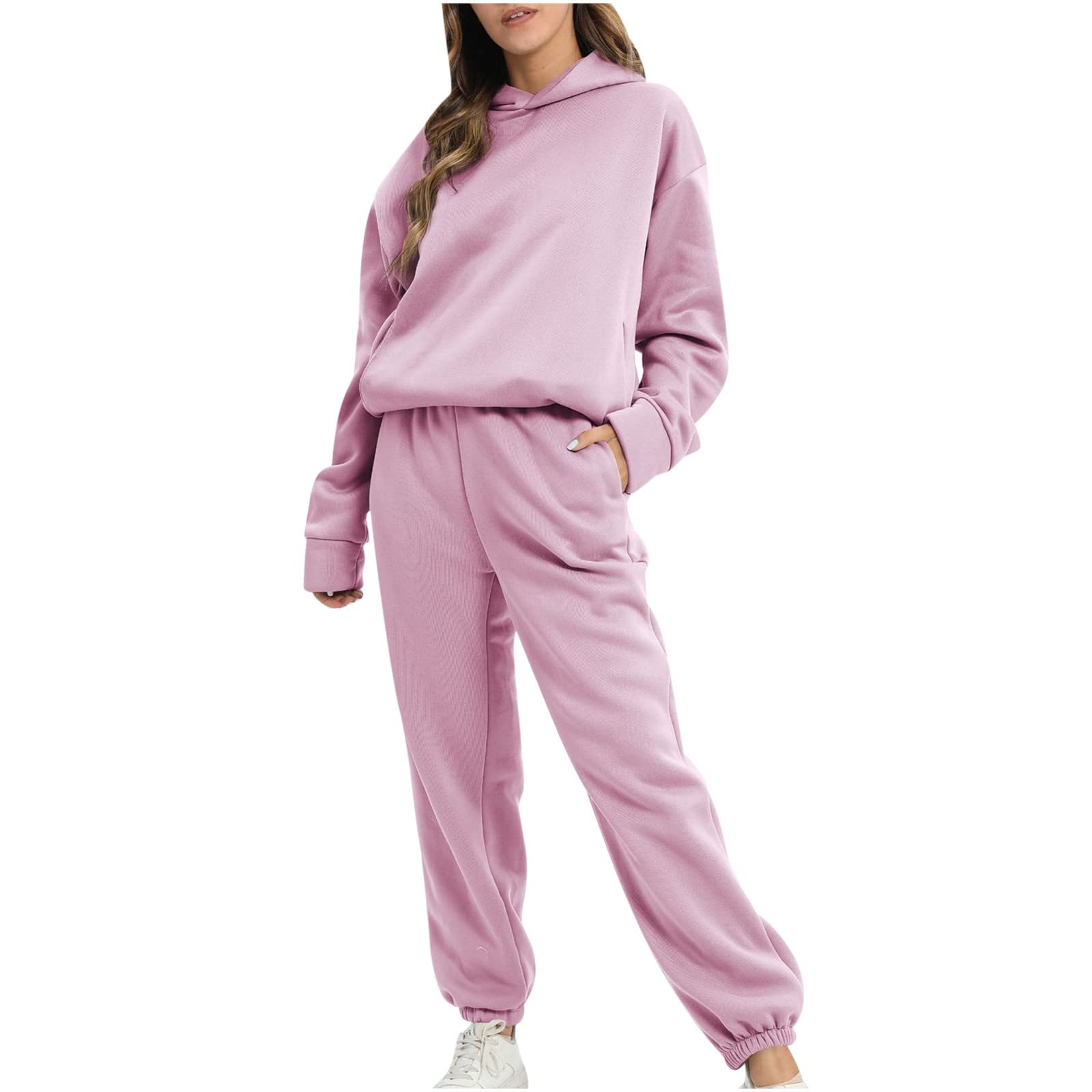 Women's 2 Piece Sweatsuits Sets 2022 Fall Outfit Long Sleeve Hoodie Sweatshirts Pullover Tops And Long Pants Tracksuit