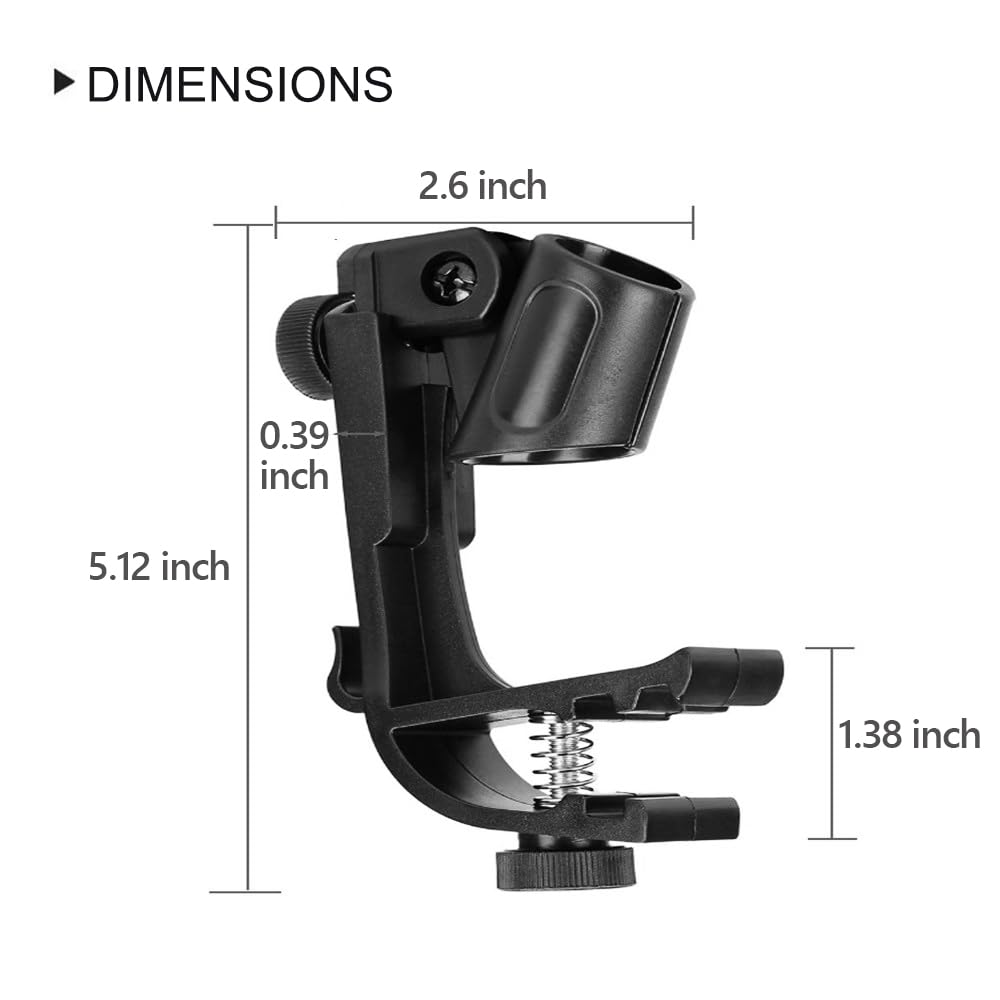 NUEVEN Drum Microphone Clip Adjustable Drum Rim Mic Clips Drum Microphone Mount Clamp (Pack of 2)