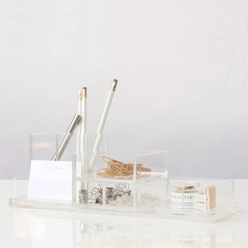 russell+hazel Acrylic Bloc Narrow Accessory Tray, Clear, 4.5” x 12.2” x .5” (31381)