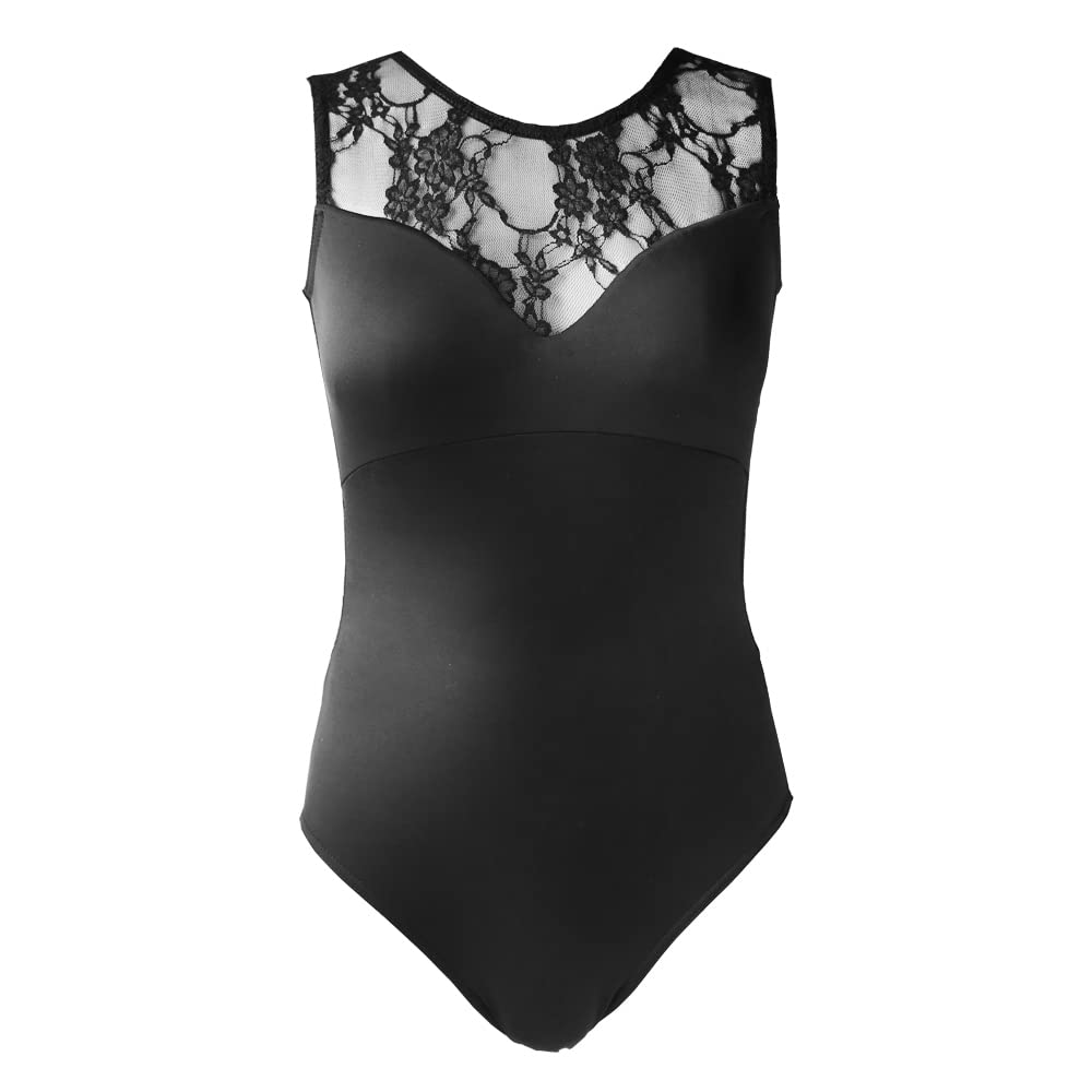 NEW DANCE Women's Tank Leotard Floral Lace Backless Training Gymnastics Ballet Dance Leotard Black