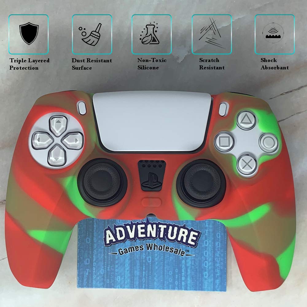 Seasons Red and Green Marble - Silicone Controller Skin Grip Anti-Slip Cover Protector Case - Compatible with PS5 DualSense Controller