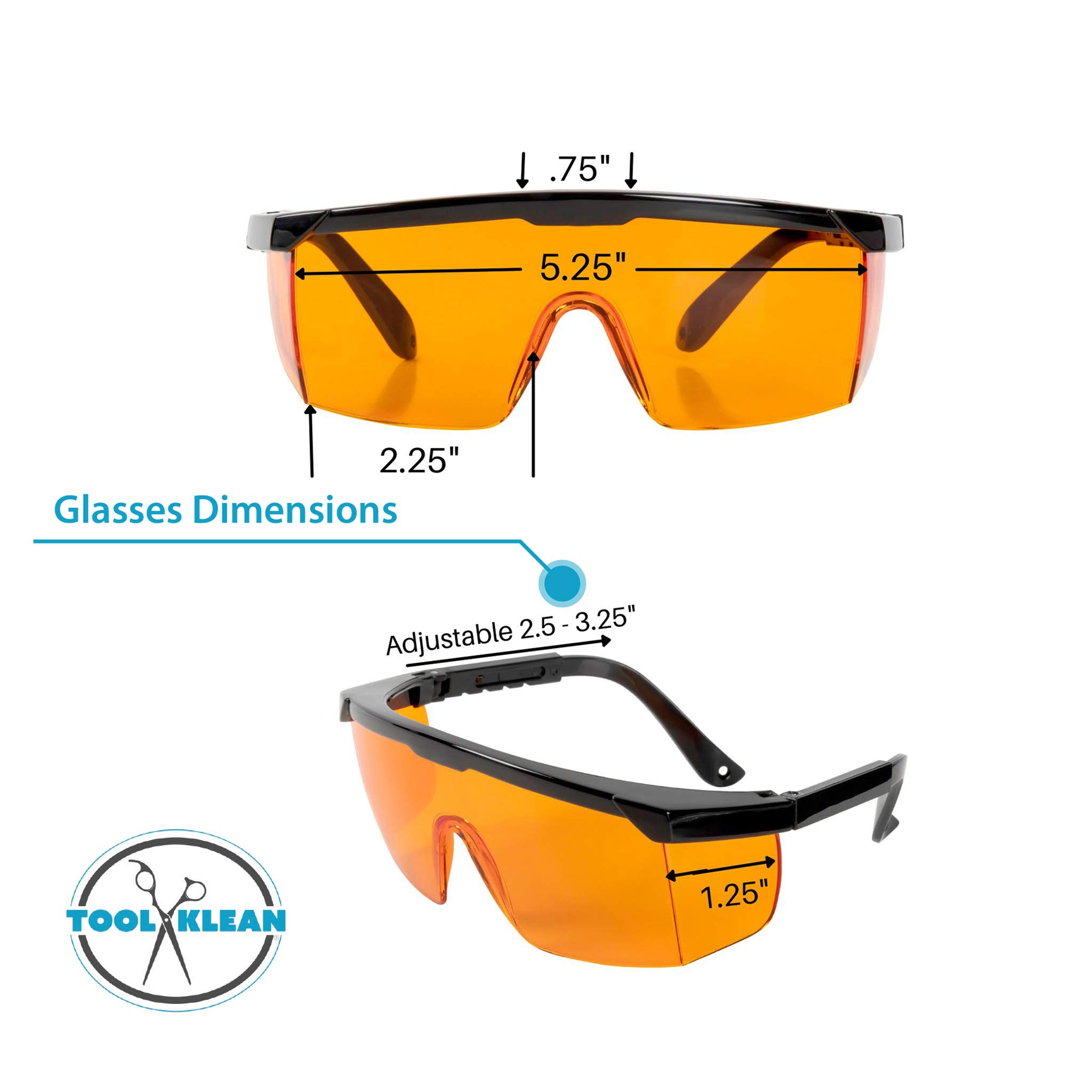 Professional UV Light Safety Glasses - Polycarbonate Shatterproof UVC Protection Goggles for Blocking up to UV 400 Rays and Blue Light - ANSI Z87.1 Approved with Yellow Tint Lens - Regular Fit