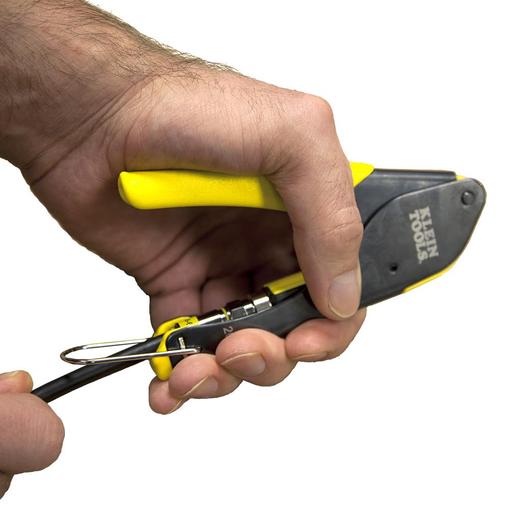 RG6/6Q Coaxial Cable Install Kit with Tester and F-Connectors, Includes Cutter, Radial Stripper, Crimper Klein Tools VDV026-227