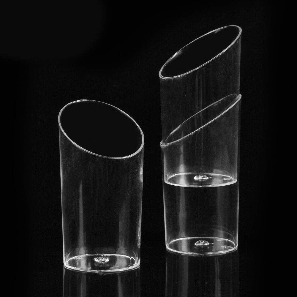 Plastic Dessert Cups with Spoons,Mini Disposable Appetizer Cups Clear Square Slanted Parfait Cups for Party - Set of 24 (2.5oz round slanted dessert cups)