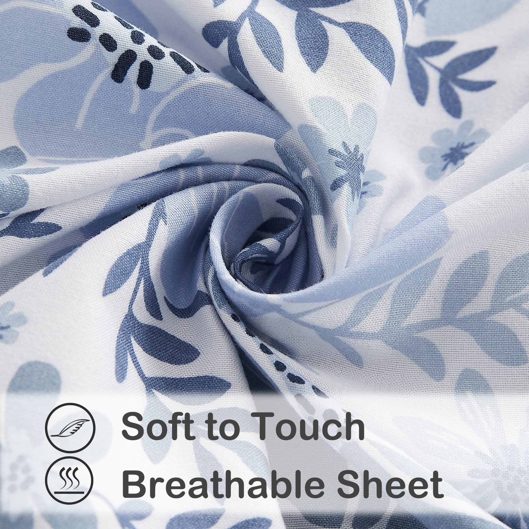 Mooreeke Printed Full Sheets, Floral Full Bed Sheet Set with Non-Slip Fitted Sheet, Microfiber Leaf Botanical Sheets, Beige