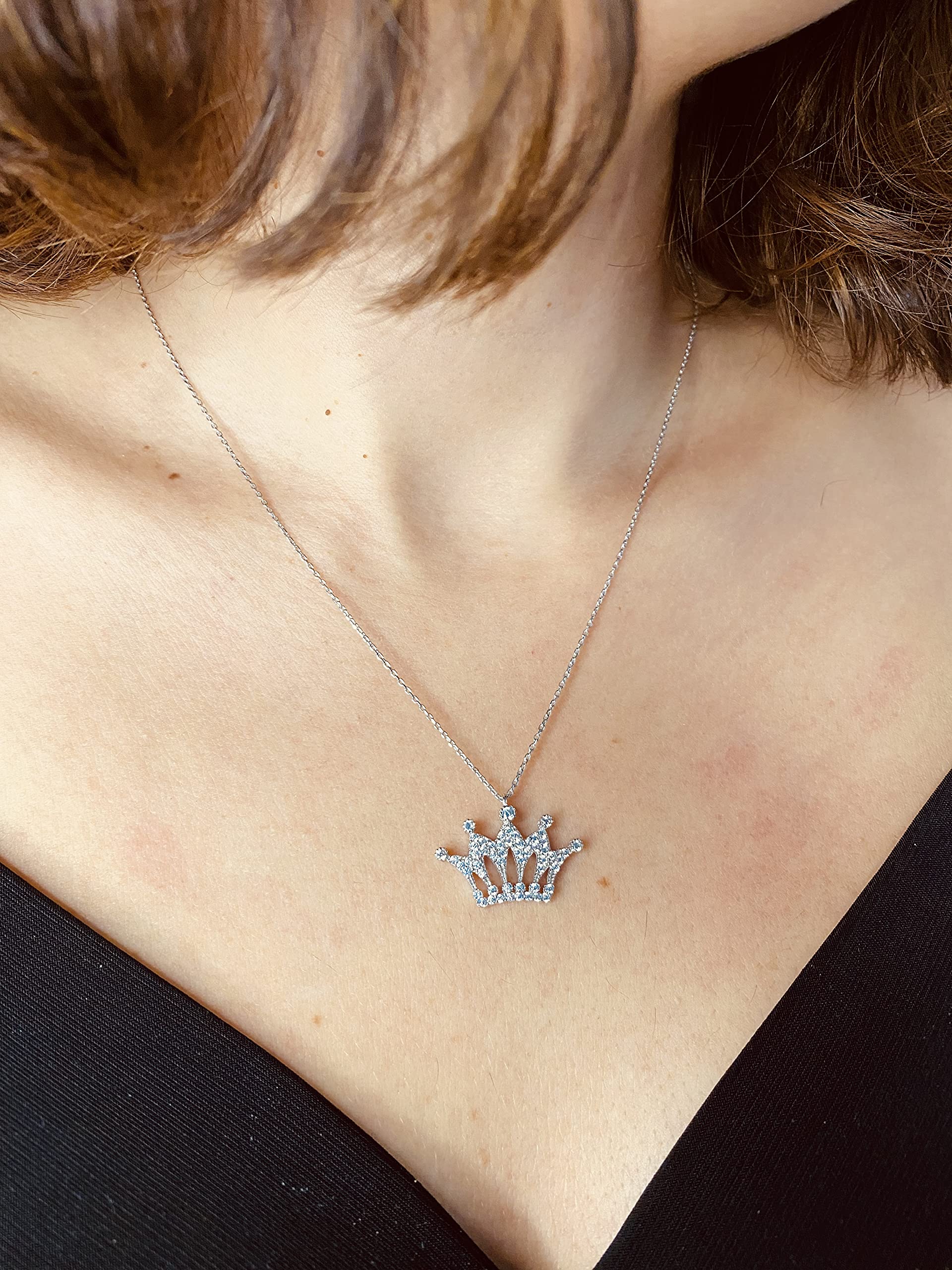 Queen Crown 925 Sterling Silver Pendant Necklace (Sterling Silver)
