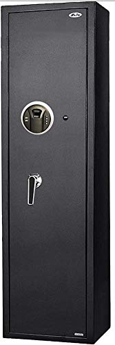 Quick Access Biometric Rifle Safe Large Gun Safe Cabinet, Fingerprint 5-Gun Safe Box with Separate Pistol/Handgun Lock Box (Black - Fingerprint)
