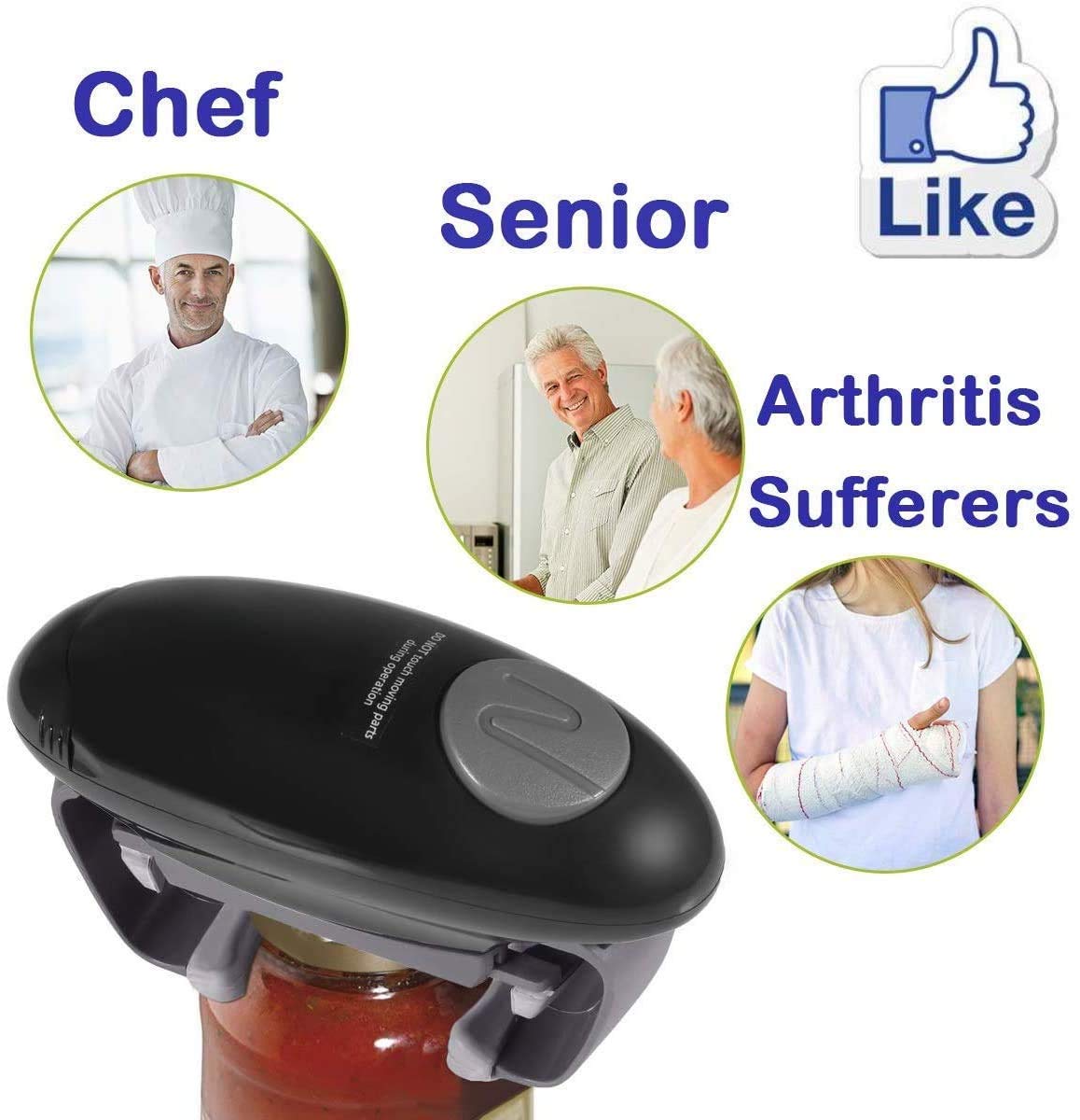 Vitorun Electric Jar Opener, One Press Bottle Opener for Seniors with Arthritis, Restaurant FullāAutomatic Hands Free Jar Opener(Black)