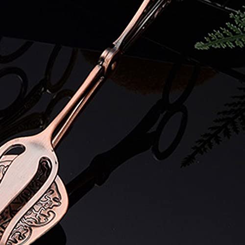 OUSIKA Mini Tongs Gold-Plated Snack Cake Clip Bronze Bread Pastry Clamp Baking BBQ Tool Fruit Salad Clip Kitchen Utensils Tongs