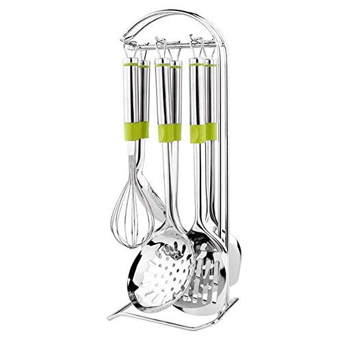 LMMDP Kitchen Suit Cooking Shovel a Soup Spoon Scoop Colander Full Set of Cooker Household Stainless Steel Kitchen Ware Seven