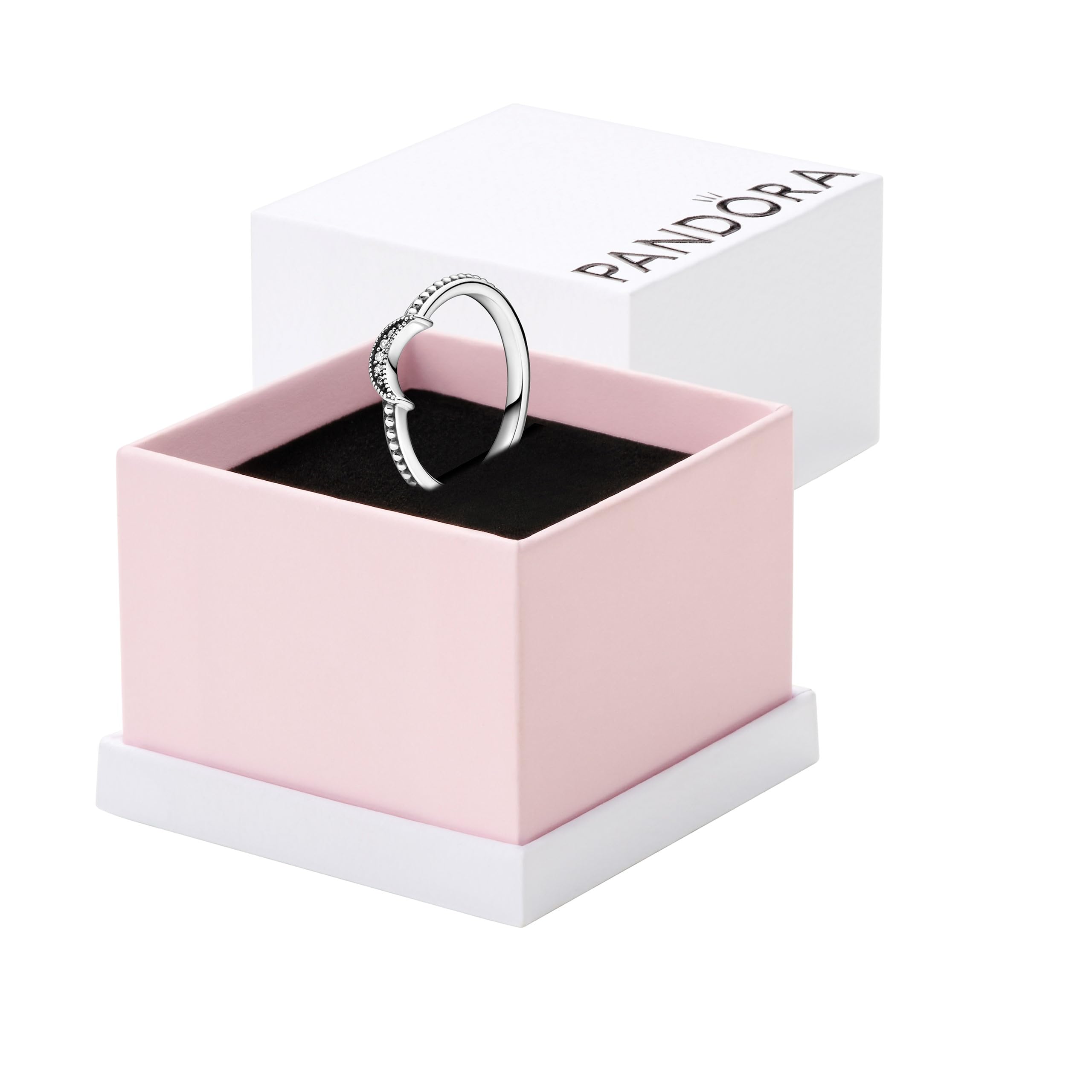 Pandora Silver 199156C01 Women's Ring Sparkling Crescent Moon, Precious metal, Cubic Zirconia -60