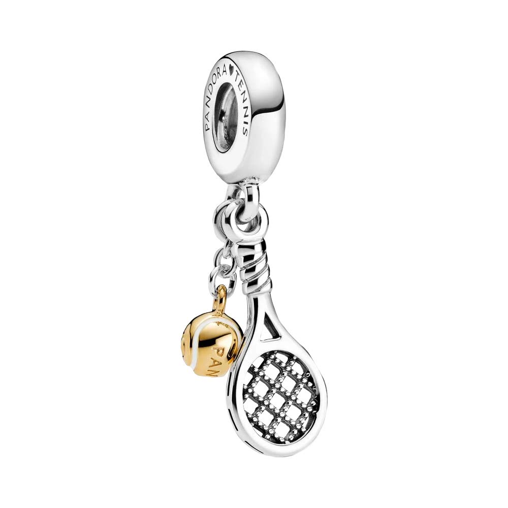 Pandora Tennis Racket & Ball, White Enamel