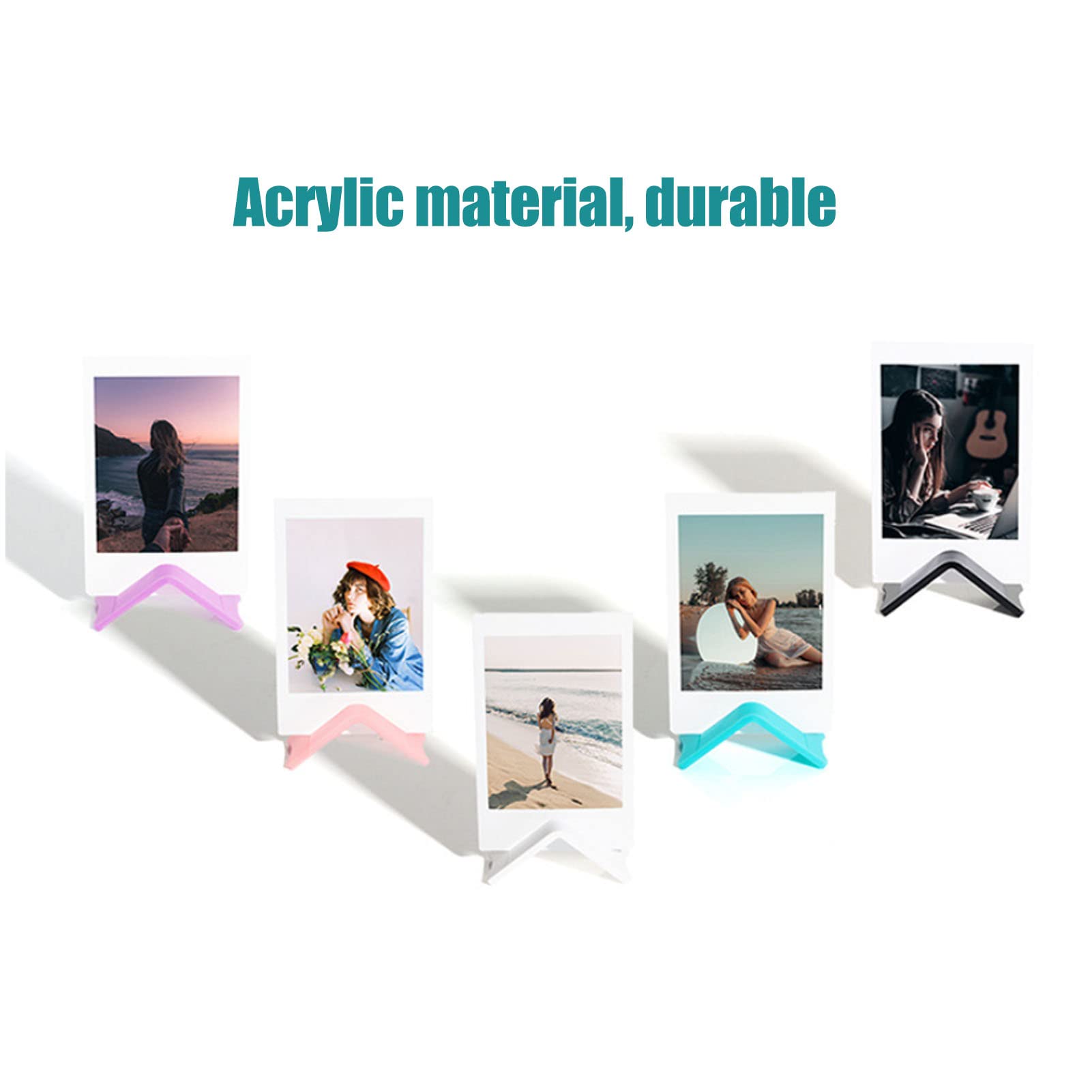 Photo Holder, High Durability Acrylic Photo Holder Decorative Reusable V Shape Stable for Dorm (Blue)