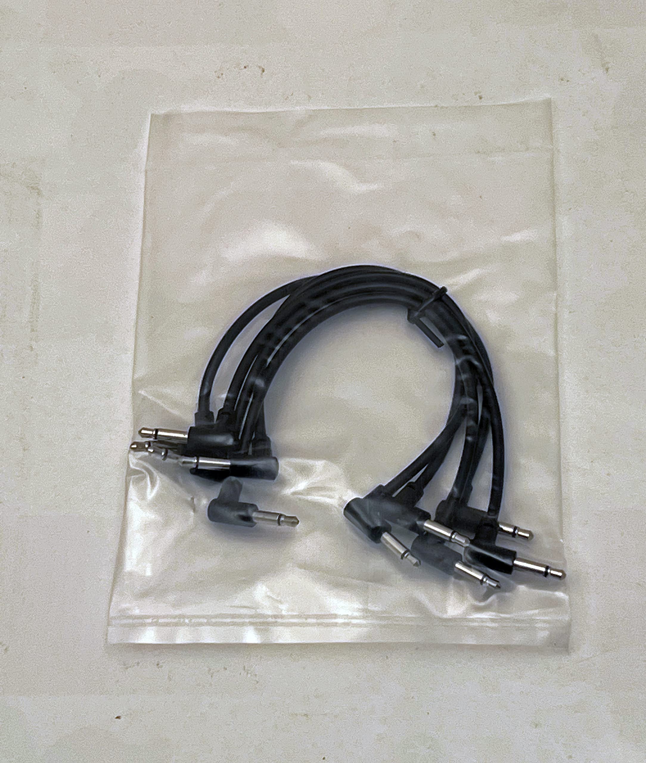 Starving Students Music Supplies Luigis Modular M-PAR Right Angled Eurorack Patch Cables - Package of 5 Black Cables, 6" (15 cm)